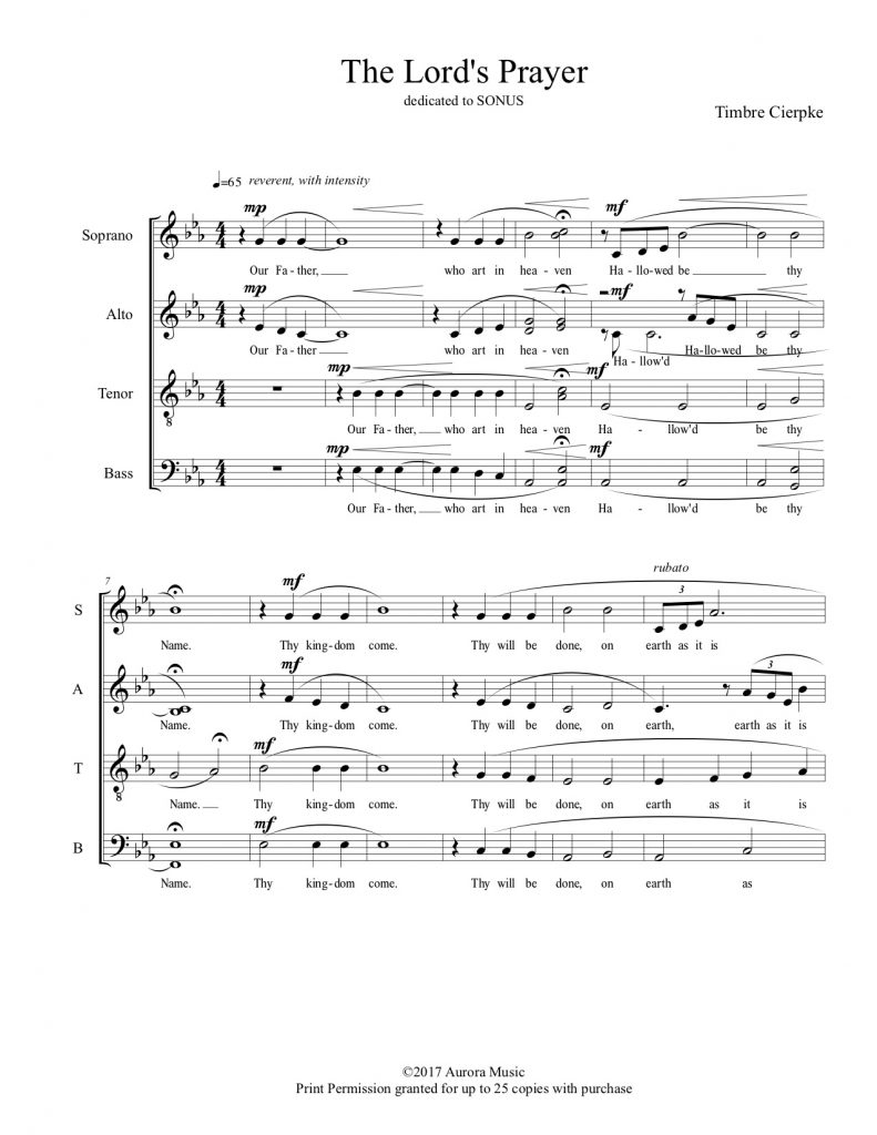 The Lord’s Prayer PDF score (up to 25 prints) – Timbre's Official Website